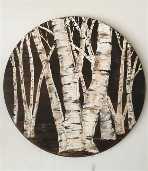 Stunning Carved Birch Tree Wood Wall Art 24in Original