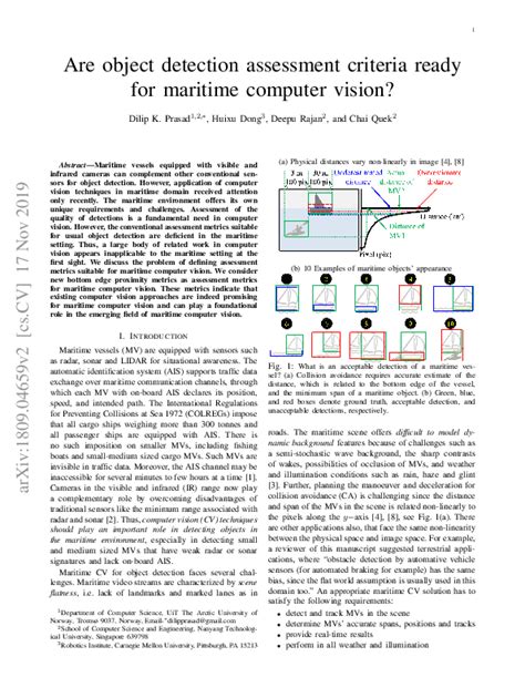 Pdf Are Object Detection Assessment Criteria Ready For Maritime Computer Vision