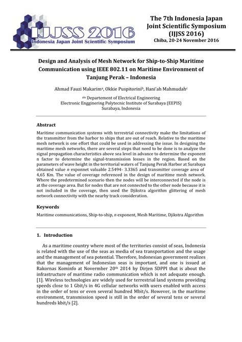 PDF Design And Analysis Of Mesh Network For ShiptoShip Maritime Communication Using IEEE
