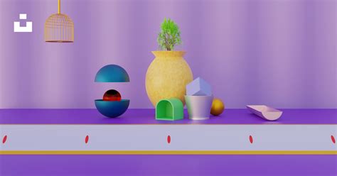 Un Grupo De Objetos Coloridos En Un Estante Foto Imagen De 3d