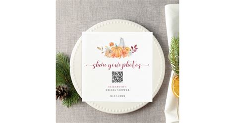 Fall Bridal Shower Pumpkin Qr Code Share Photos Napkins Zazzle