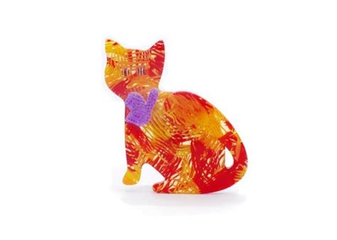 Lea Stein Paris Ginger Cat Brooch 45 X 60 Mm Brooches Jewellery