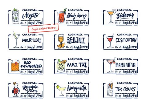 Free Vector Sketch Alcohol Drinks Labels Set