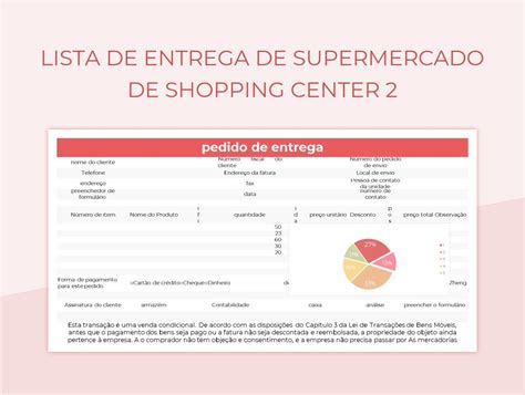 Modelos De Planilhas Lista De Entrega De Supermercado De Shopping