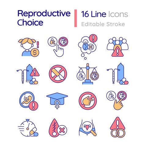 Reproductive Choice Rgb Color Icons Set Female Empowerment Birth