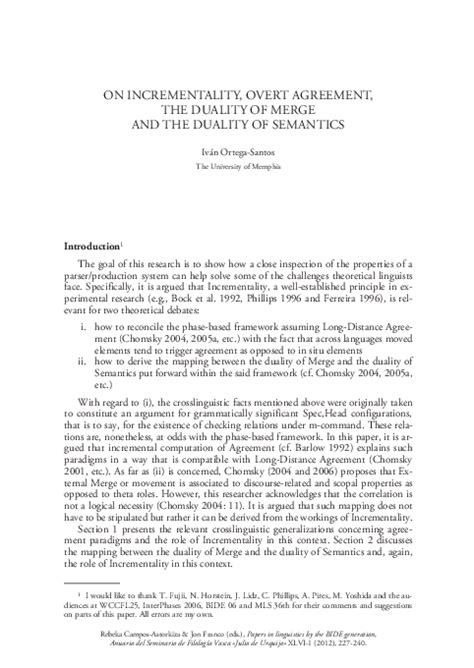 Pdf On Incrementality Overt Agreement The Duality Of Merge And The