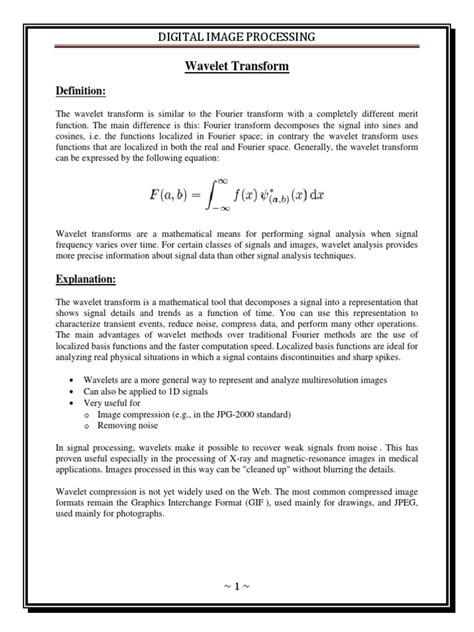Wavelet Transform Assignment Pdf Wavelet Computer Vision