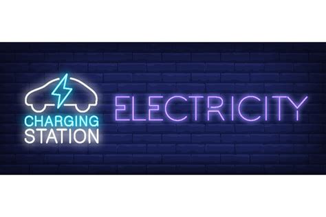 Electricity Charging Station Neon Sign Graphic By Pch Vector
