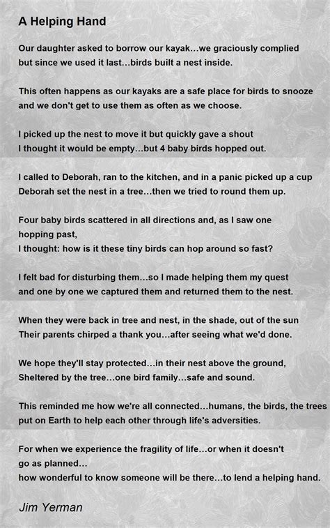 A Helping Hand A Helping Hand Poem By Jim Yerman