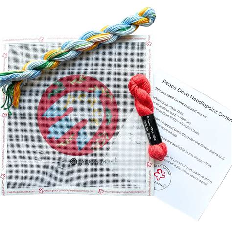 Peace Dove Needlepoint Ornament Kit Poppy Monk Needlepoint