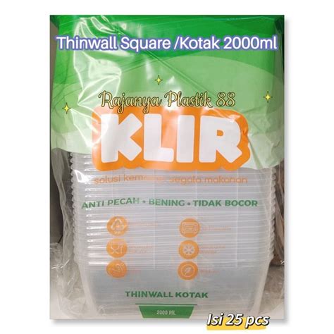 Jual Thinwall Square Kotak 2000ml Kotak Makan Shopee Indonesia
