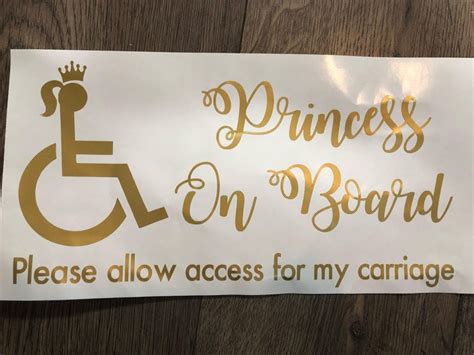 Princess On Board Wheelchair Decal Etsy
