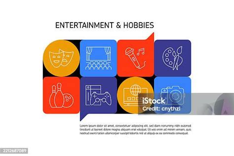 엔터테인먼트 및 취미 컨셉 배너 디자인 극장 영화관 노래방 게임 콘솔 음악 축제 그림 스포츠 Brand Name Video Game에 대한 스톡 벡터 아트 및 기타 이미지