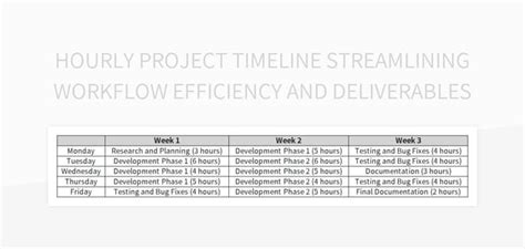 Hourly Project Timeline Streamlining Workflow Efficiency And Deliverables Excel Template And