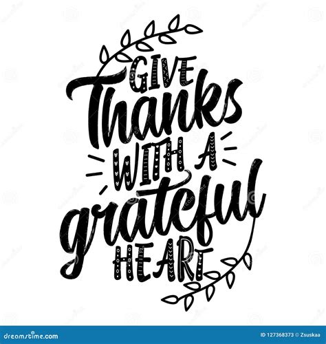 Grateful Heart Black And White Handwritten Lettering Inscription Vector