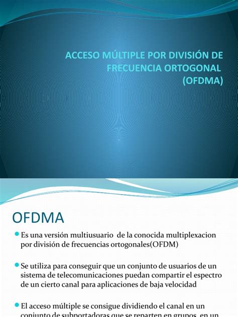 Acceso Multiple Por Division De Frecuencia Ortogonal Descargar Gratis