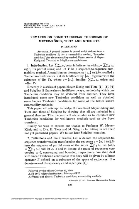 Pdf Remarks On Some Tauberian Theorems Of Meyer Konig Tietz And
