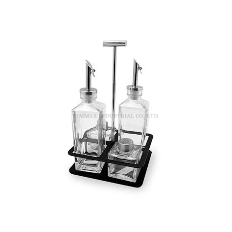 Salt Pepper Shakers And Oil Vinegar Cruet Set With Holder