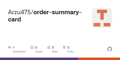 Github Arzu Order Summary Card