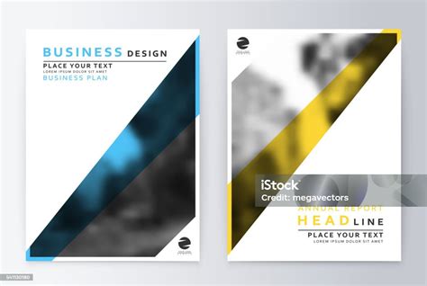 Desain Sampul Biru Dan Kuning Brosur Templat Ilustrasi Stok Unduh Gambar Sekarang Acara