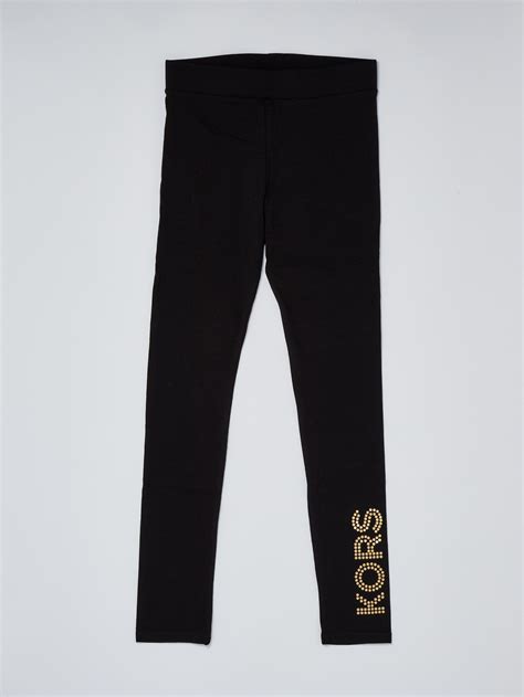 Michael Kors Girl Leggings With Laminated Logo Black
