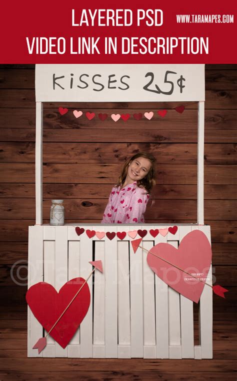 Valentine Kissing Booth Valentines Day Layered Psd Digital Background