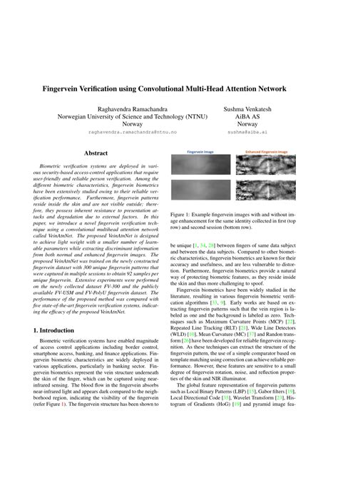 Pdf Fingervein Verification Using Convolutional Multi Head Attention