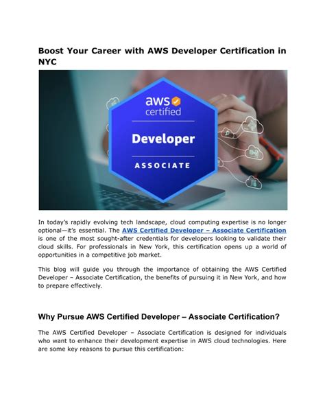 Ppt Boost Your Career With Aws Developer Certification In Nyc
