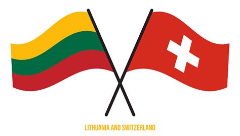 리투아니아와 스위스 국기교차 와 흔들리는 플랫 스타일 공식 비율 올바른 색상입니다 경제에 대한 스톡 벡터 아트 및 기타 이미지 경제 공휴일 국가 지리적 지역 Istock