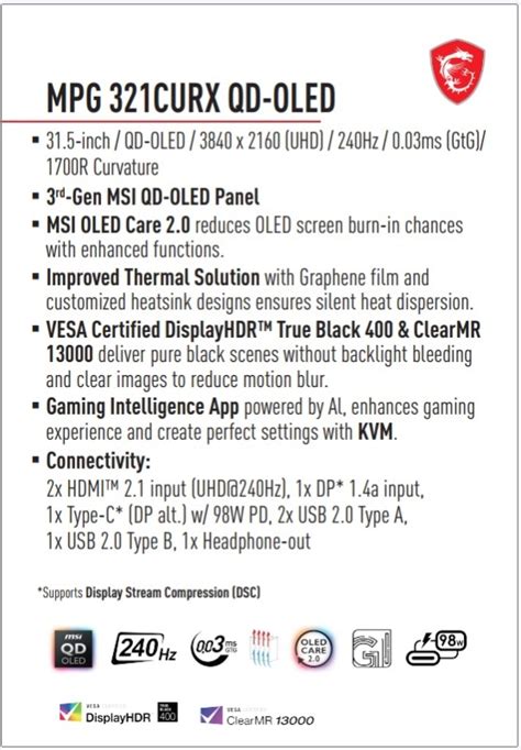 The MSI MPG CURX QD OLED Is A New Curved Monitor With K And Hz TFTCentral