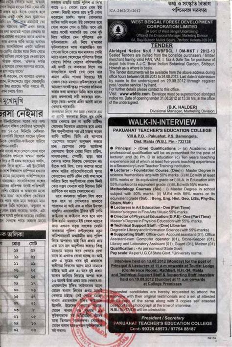 News Paper Advertisement Pakuahat Teacher S Education College