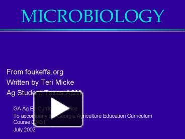 PPT MICROBIOLOGY PowerPoint Presentation Free To View Id Ff ZDc Z