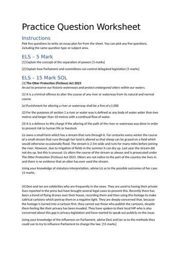 A Level Law Eduqas Practice Questions Worksheet Year 12 Variation