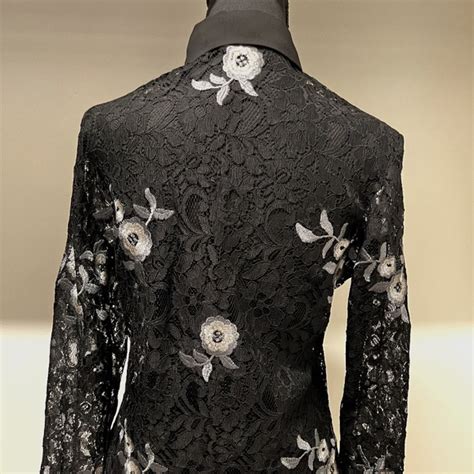 Anne Fontaine Tops Anne Fontaine Long Sleeve Sheer Lace Blouse With