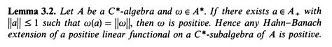 Operator Algebras Hahn Banach Extension Of Positive Functional Is Positive Mathematics Stack