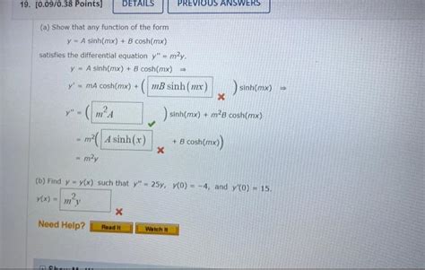Solved Show That Any Function Of The Form Y Asinh Mx B Chegg