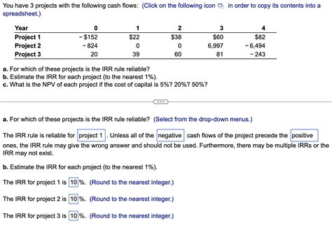 Solved 3 C What Is The Npv Of Each Project If The Cost