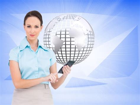 Premium Photo Composite Image Of Serious Classy Businesswoman Using