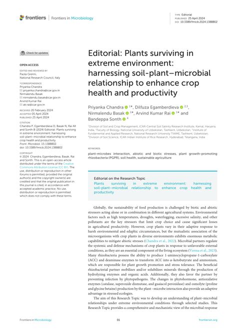 (PDF) Editorial: Plants surviving in extreme environment: harnessing ...