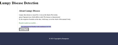 Github Brianpraiselumpy Skin Detection This A System For Detecting Cow Lumpy Skin Disease