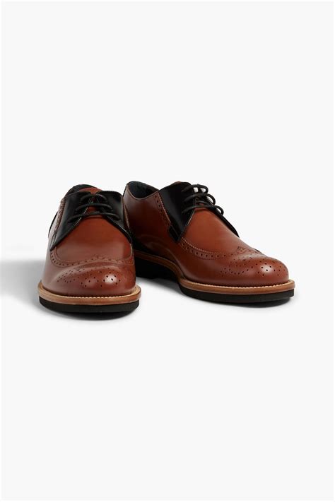 Tods Perforated Two Tone Leather Oxford Brogues The Outnet