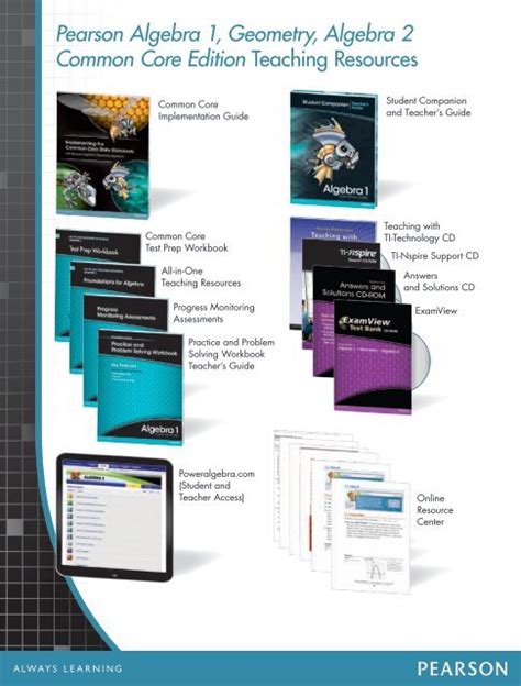 Pearson Algebra 1 Geometry Algebra 2 Common Core Edition