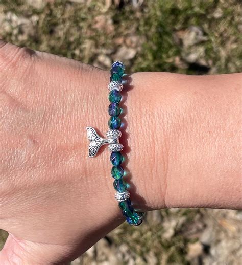 Elegant Blue Green Mermaid Tail Bracelet Etsy