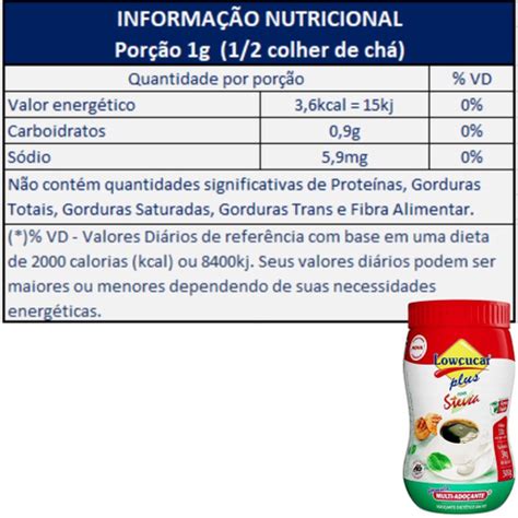 Adoçante Em Pó c Stevia g Lowçucar Plus em Promoção na Americanas
