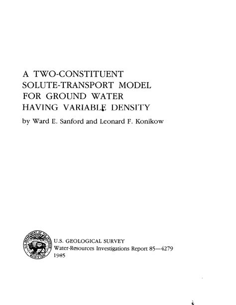 Pdf A Two Constituent Solute Transport Model For Ground Water Having Variable Density
