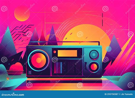 Retro Boombox Vector Illustration In A Flat Style Stock Illustration