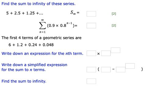 Solved Find The Sum To Infinity Of These Series 5 2 5 Chegg Com