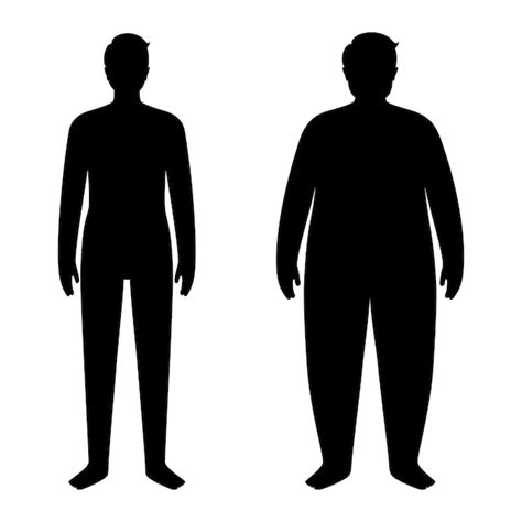 Hombre Obeso Y Normal Vector Premium