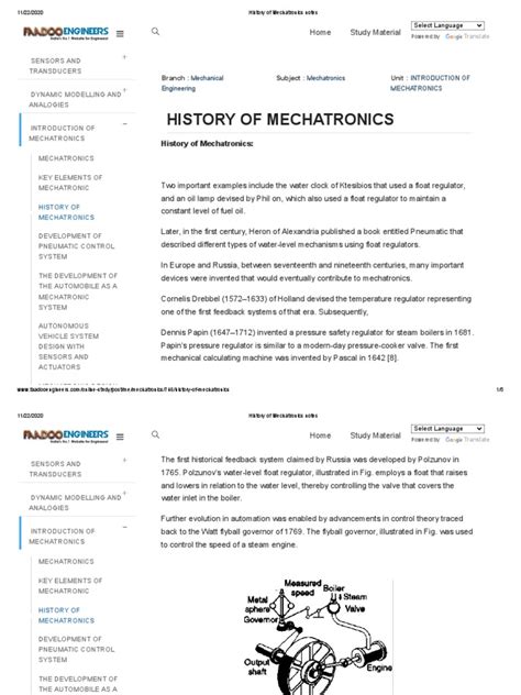 History Of Mechatronics Notes Download Free Pdf Machines Mechatronics