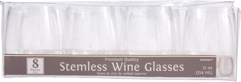 Plastic Stemless Wine Glasses Birthdays Showers More Clear 12 Oz